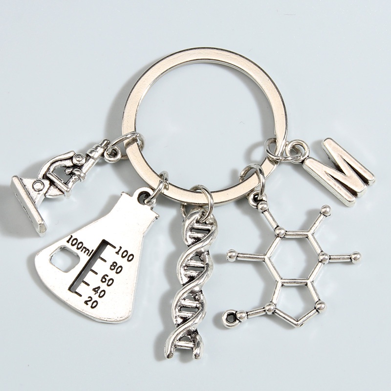 Science Keychain Microscope Measuring Glass Chemical Molecules Key Ring ...