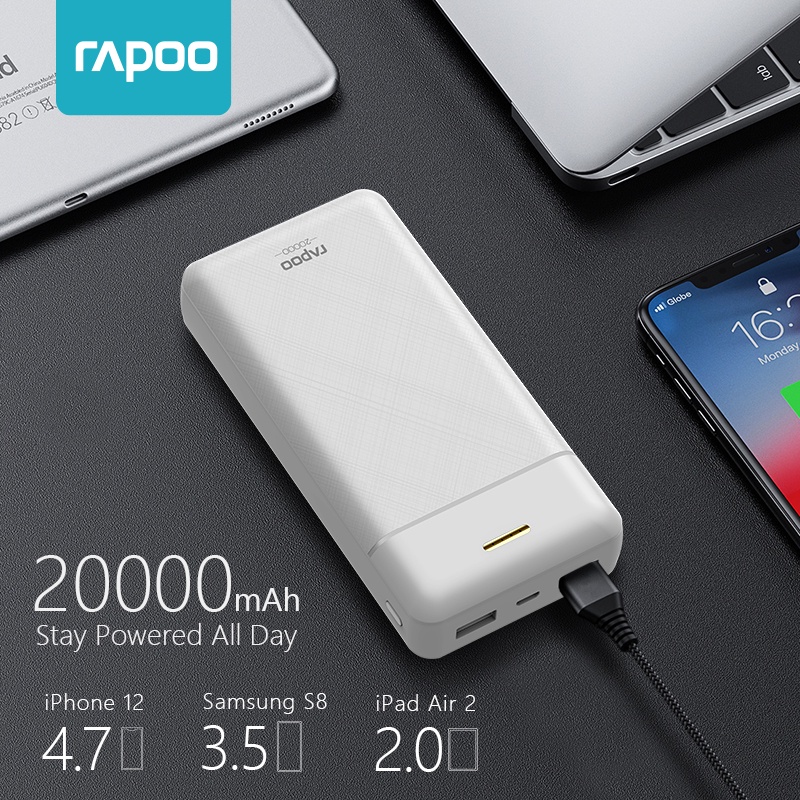 Rapoo S2002 20000mAh Powerbank Lithium Polymer Dual Output Fast ...