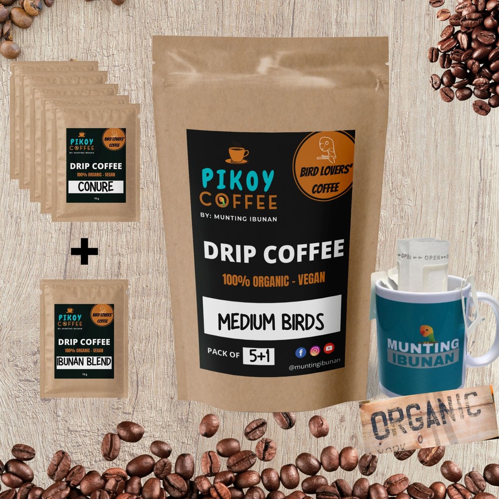 DRIP COFFEE - MEDIUM BIRDS PACK 5+1 FREE - PIKOY COFFEE (BIRD LOVER'S ...