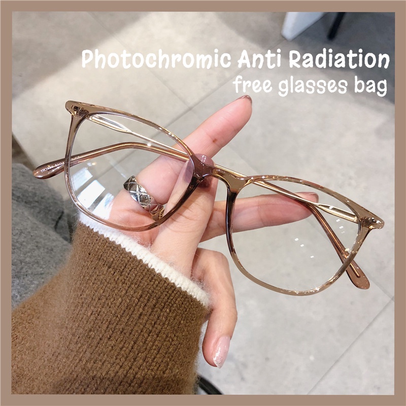 Photochromic Anti Radiation Eye Graded Glasses For Women Men Fashion ...