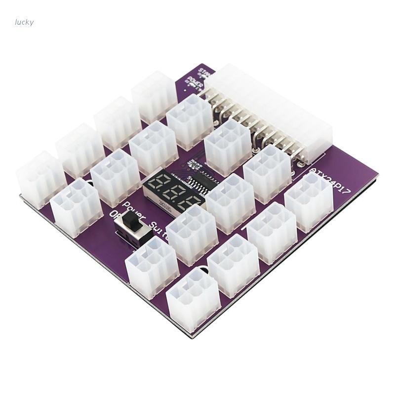 lucky* Power Supply Breakout Board 24Pin to 17 PCIe 6Pin Connector LED ...
