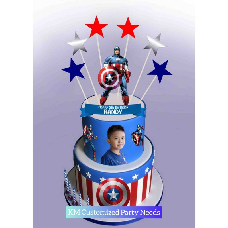 Captain America Theme Customized Cake Topper | Shopee Philippines