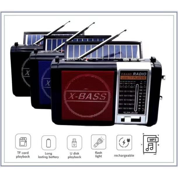 X-BASS Bluetooth AM/FM/SW 1 band Solar Radio with USB/TF with LED Light ...