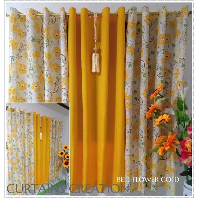 3in1 ring curtain bell flower design..critona cotton makapal tela ...