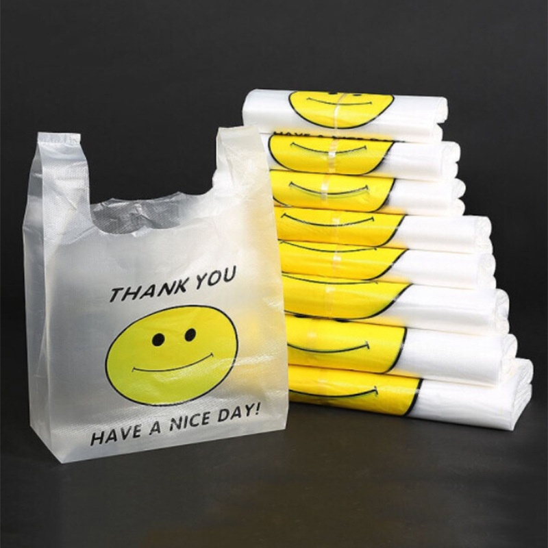 50Pcs 4sizes Plastic Sando Bag with Handle thank you biodegradable ...