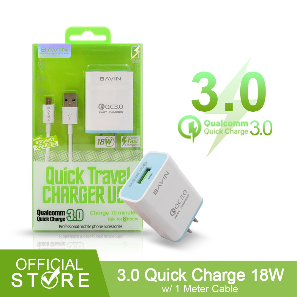 Original BAVIN USB 3.0 Qualcomm Quick Charger 18W for phone | Shopee ...