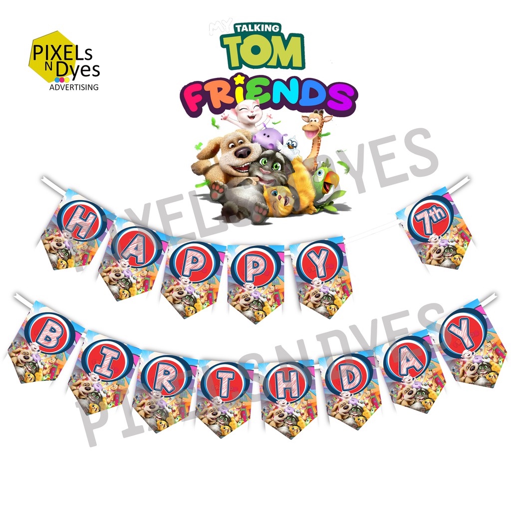 Talking Tom Personalized Party HBD Banner | Shopee Philippines