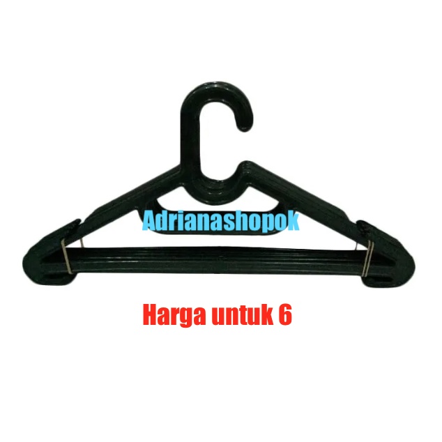 HITAM GANTUNGAN Cloth Hanger Black Plastic Clothes Hanger 6 Contents ...