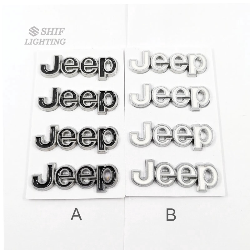 4 x Small Metal JEEP Letter Logo Car Auto Decorative Rear Side Steering ...