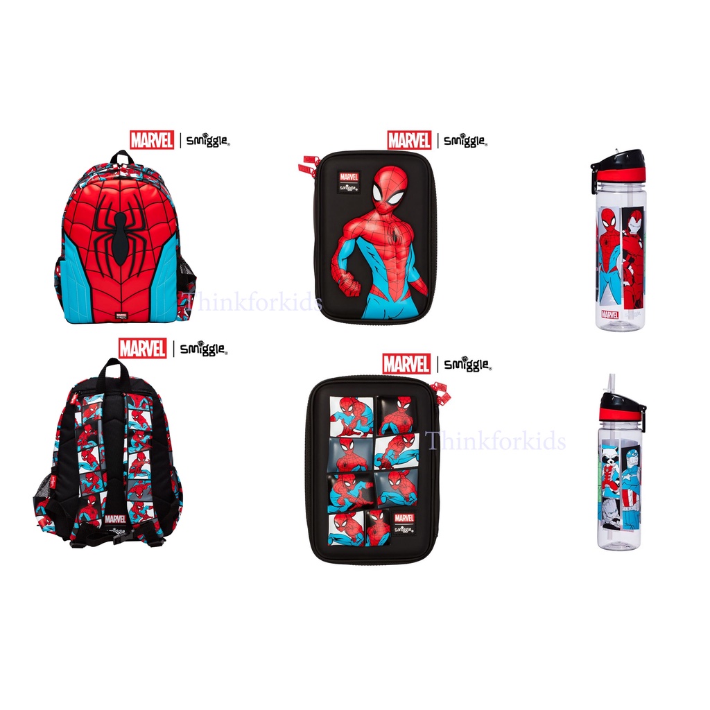 Smiggle Spider Man Backpack Pencil Box Water Bottle | Shopee Philippines