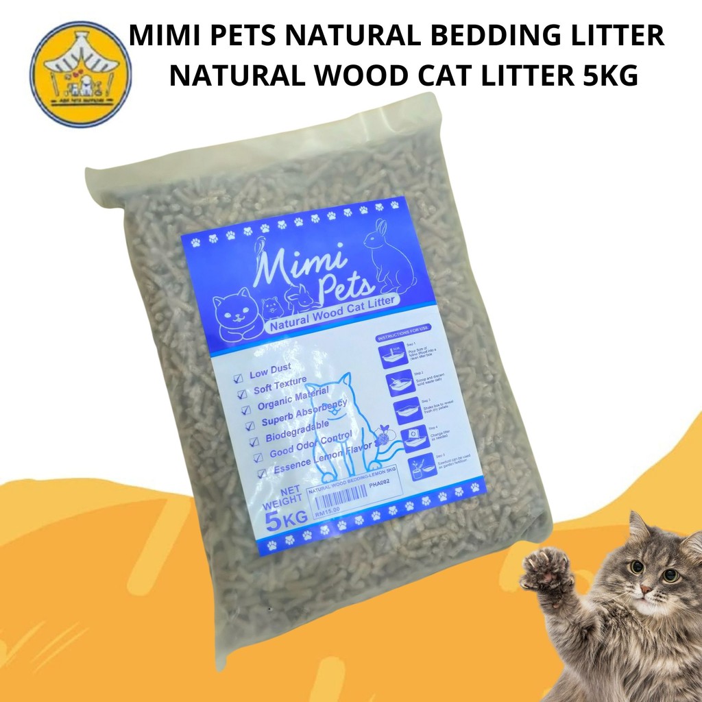 MIMI PETS NATURAL BEDDING LITTER / NATURAL WOOD CAT LITTER 5KG | Shopee ...