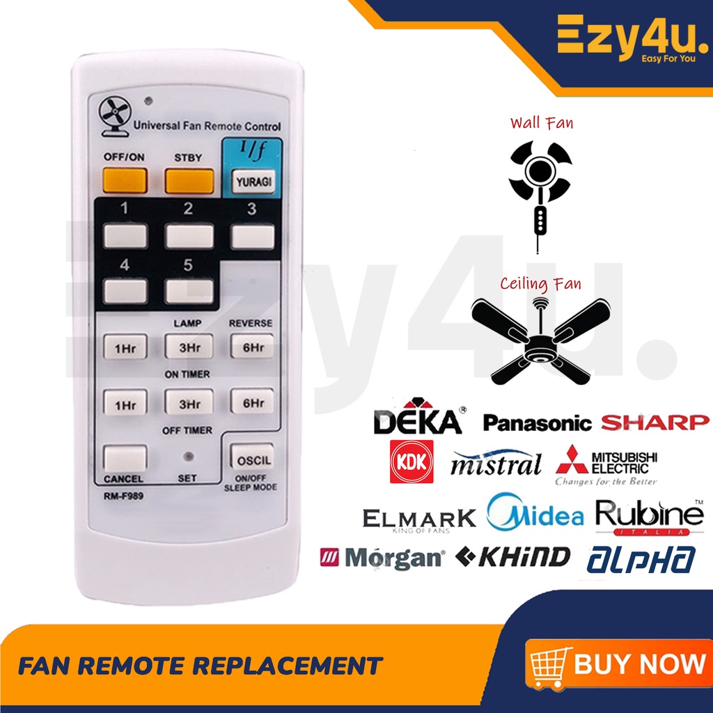 RM-F989 Universal Fan Remote Control All In 1 F989V MTR Universal Fan ...