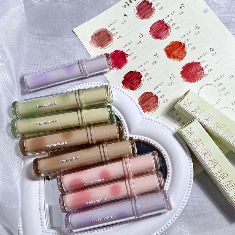 Fun live Iced Tea Fruity Mirror Lip Glaze Long Wearing Transparent Tube ...