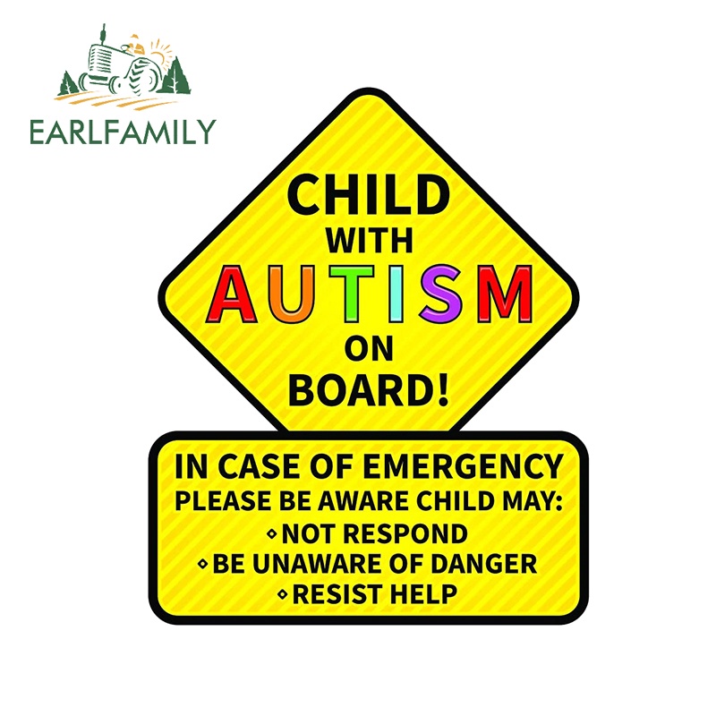 EARLFAMILY 13cm x 10.8cm For Autistic Sticker Child on Board Car Truck ...
