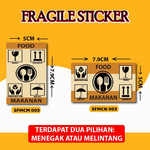[BUY 10 + 2] STICKER FRAGILE MAKANAN COKLAT & PURPLE /FOOD FRAGILE ...