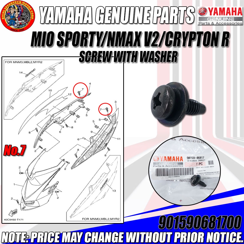 MIO SPORTY.NMAX V2/CRYPTON R SCREW WITH WASHER (YGP) (GENUINE: 90159 ...
