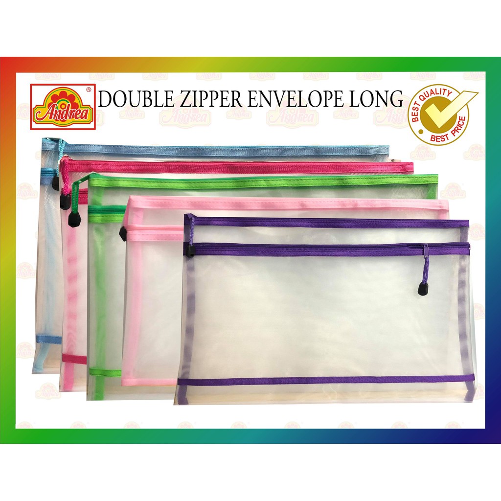 Transparent Double Zippers mesh Envelope Long | ANDREA | Shopee Philippines