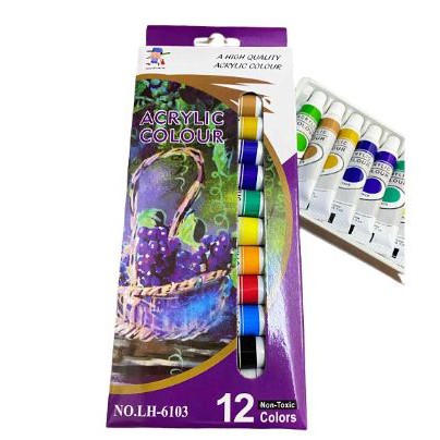 HOKKA Non-Toxic Acrylic Colour 12 Colors EN71 (EU) and ASTM (D-4236 USA ...