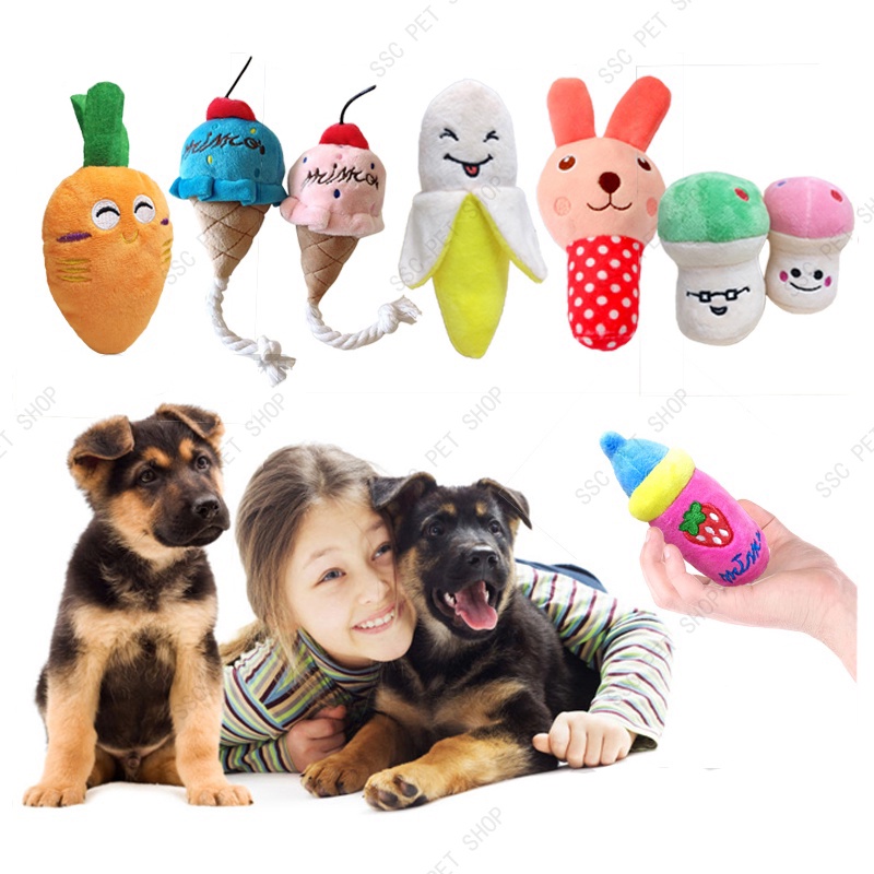 Pet Toys Plush Bones Fruits Vegetables Smileys Sounds Decompression ...