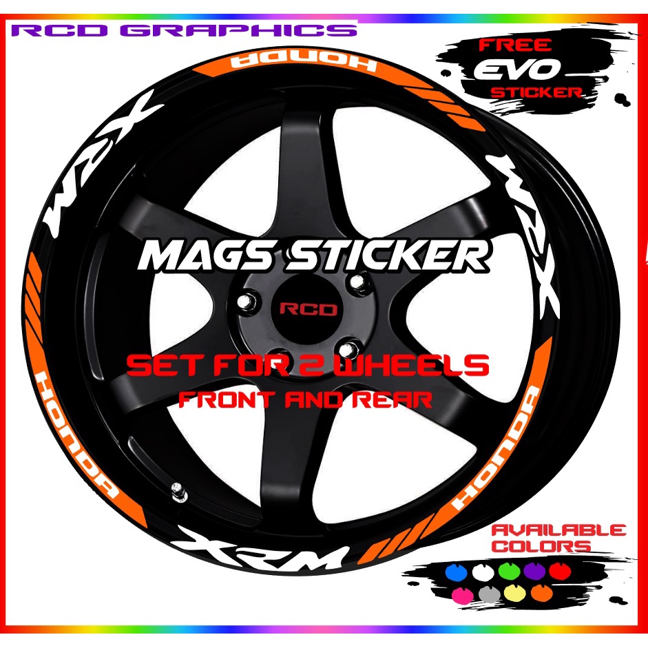 Honda Xrm mags sticker fit all version set for 2 wheels front and rear ...