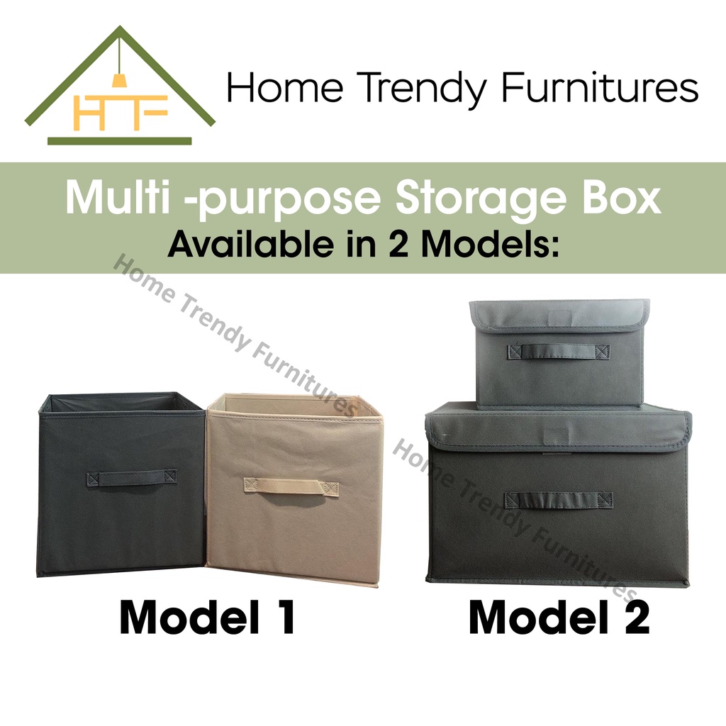 Home Trendy Ready Stock Storage Box Foldable Linen Cloth Storage Box 2 ...