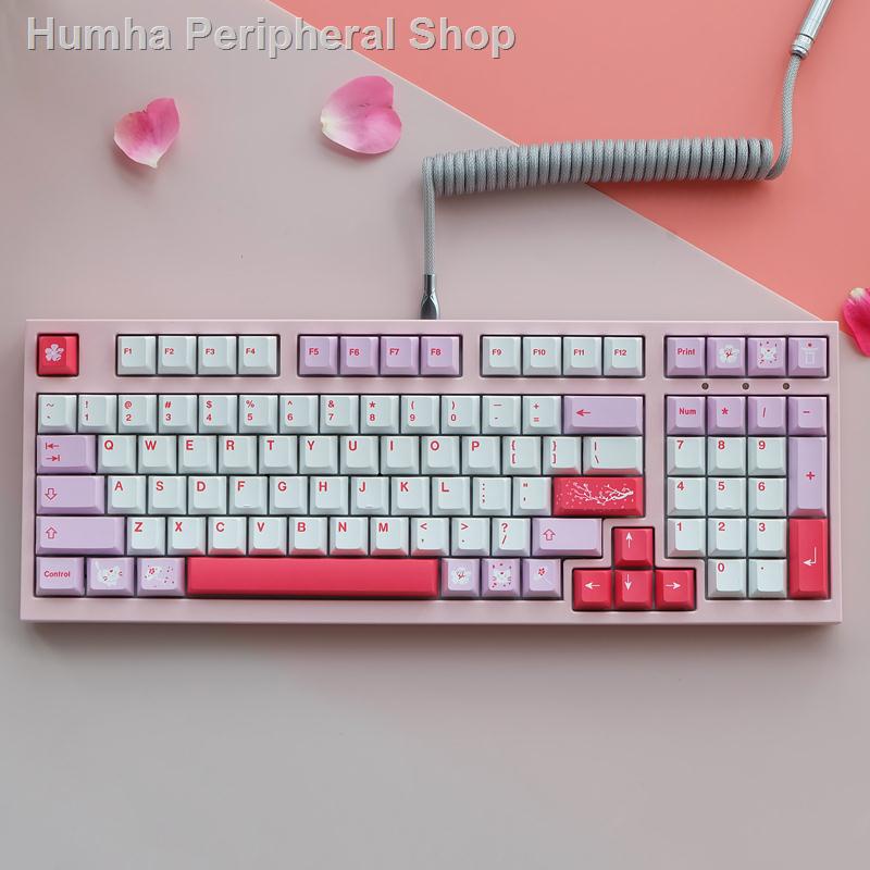Humha Hazakura keycaps PBT Material Dye-Sublimation Cherry profile Mechanical Keyboard keycap ...