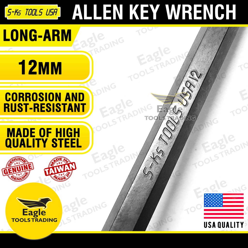 S-Ks Tools USA Allen Key Wrench 12mm 20cm length Long Arm Hex Key ...