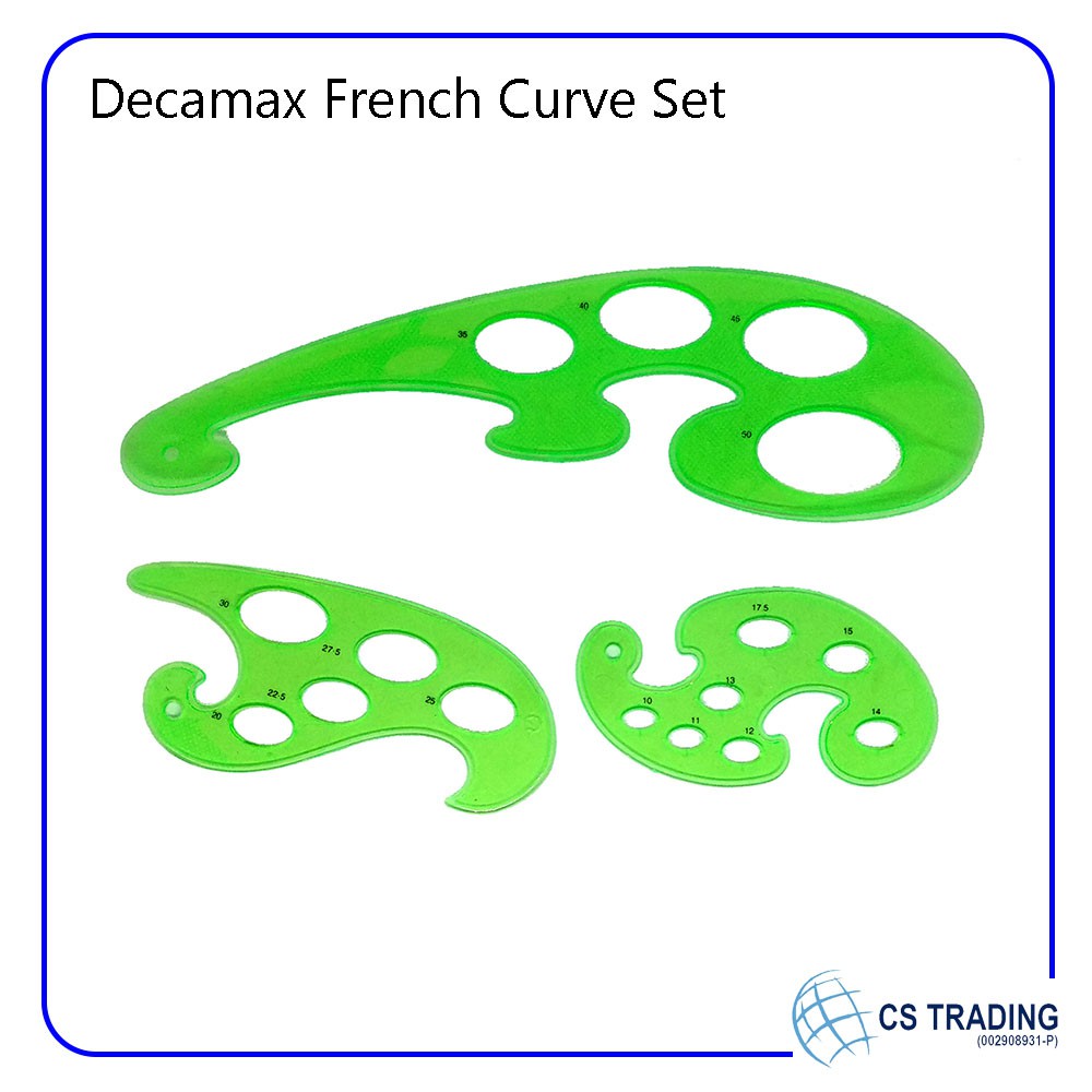 Decamax French Curve Fashion Designer Drafting Drawing Ruler 3pc Set ...