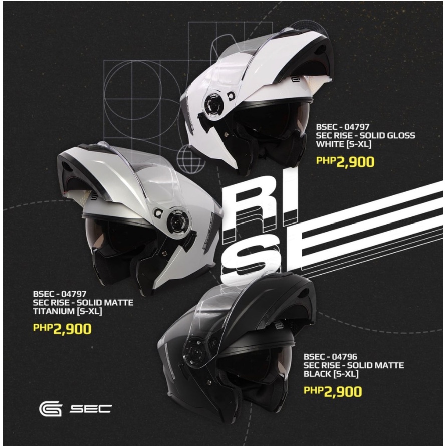 SEC RISE Modular Helmet (With Free Smoke Lens) | Shopee Philippines