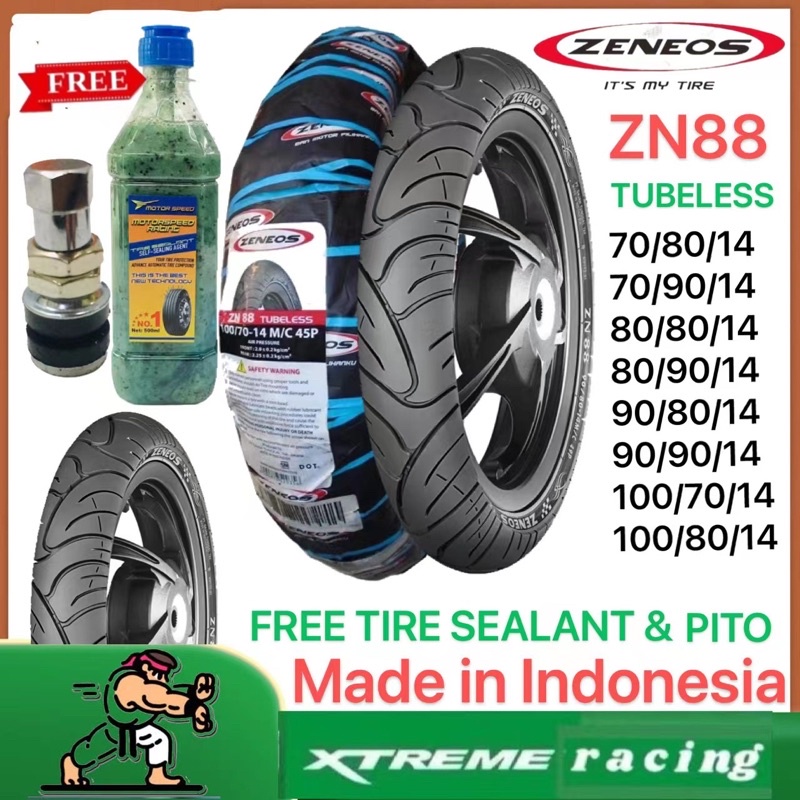ZENEOS ZN88 MOTORCYCLE FREE TIRE SEALANT &PITO TIRE GULONG TUBELESS 70 ...