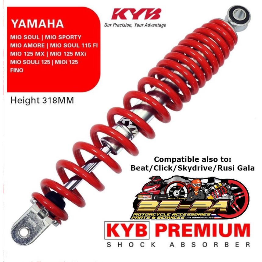 KYB 318mm Rear Shock For All Mio/Beat/Click/Skydrive/Rusi Gala (SR1 ...