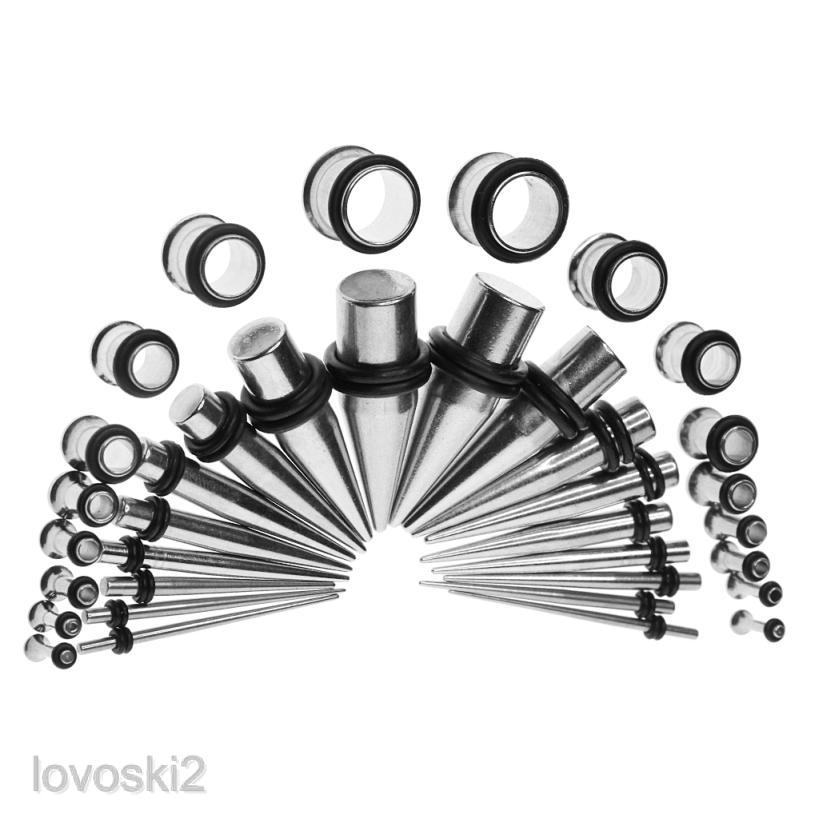 36pcs Gauges Kit Ear Stretcher Tapers Tunnels 14G-00G Stretching Set ...