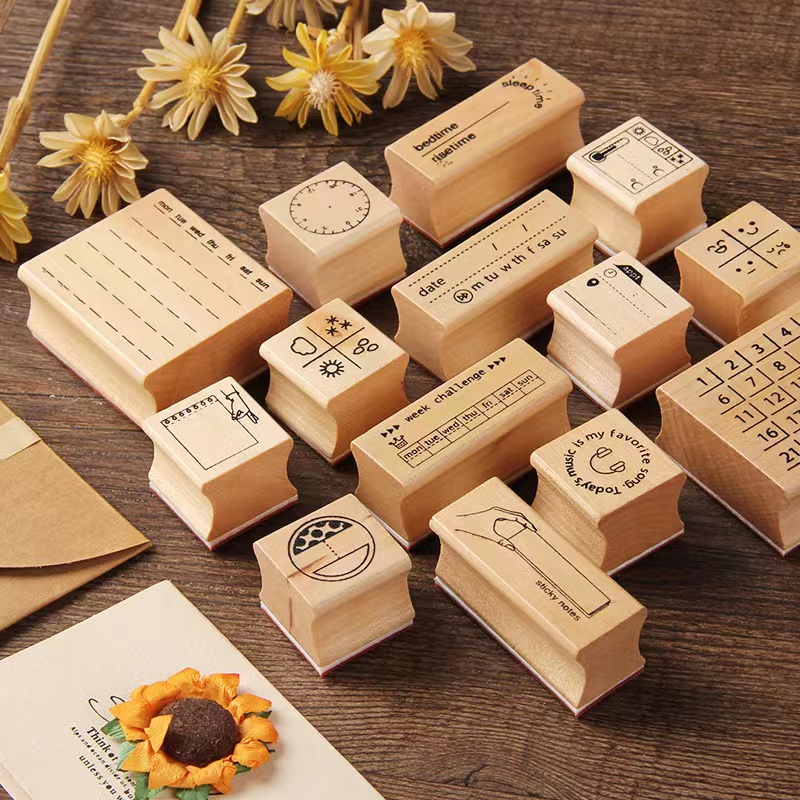 Exquisite wooden seal cute literary small fresh hand account decoration ...