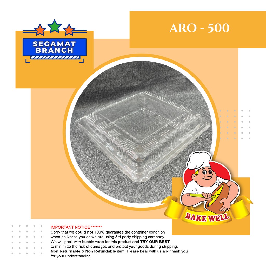 [ARO-500] 9'' Square Plastic Tray Transparent Cake Box/Bekas Kek [10PCS ...