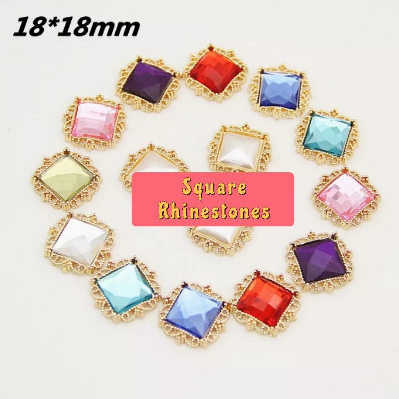 Square Rhinestones Flatback for bow centerpiece (per piece) | Shopee ...