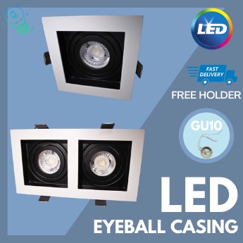 Single Double LED Eyeball Casing Downlight Spotlight Fixture GU10 Bulb ...