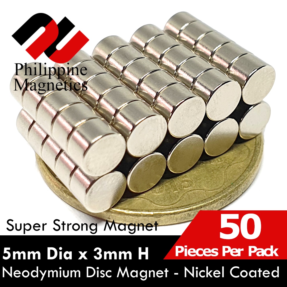 50 Pieces 5mm Diameter x 3mm Thick Super Strong Neodymium Magnet. Ndfeb ...
