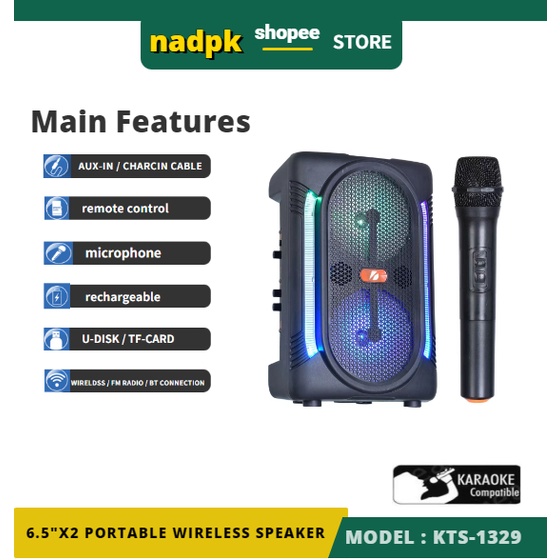 KTS-1329 13 icnh portable Rechargeable Karaoke Sound wireless Bluetooth ...