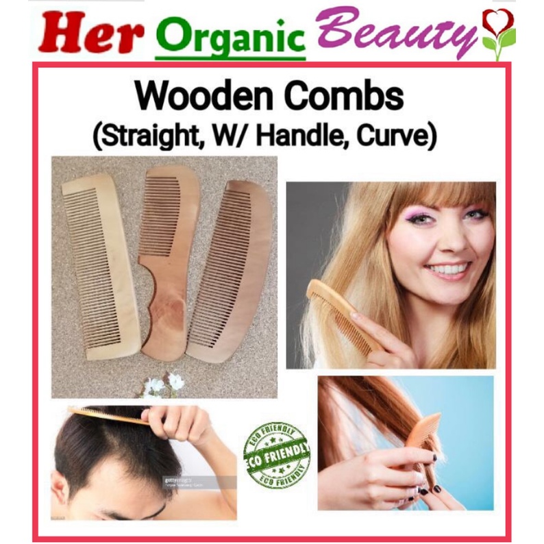 Wooden Combs (Straight, W/ Handle, Curve Styles) | Shopee Philippines