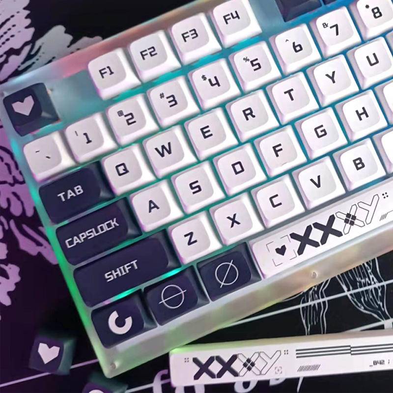 Print Stream Keycap XDA Profile PBT Keycap Set Black White Mechanical ...
