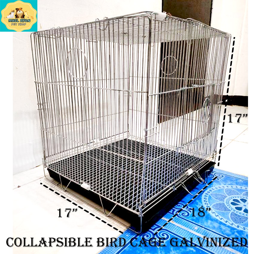Collapsible Single Bird Cage Galvanized Folding with Divider 17x18 ...
