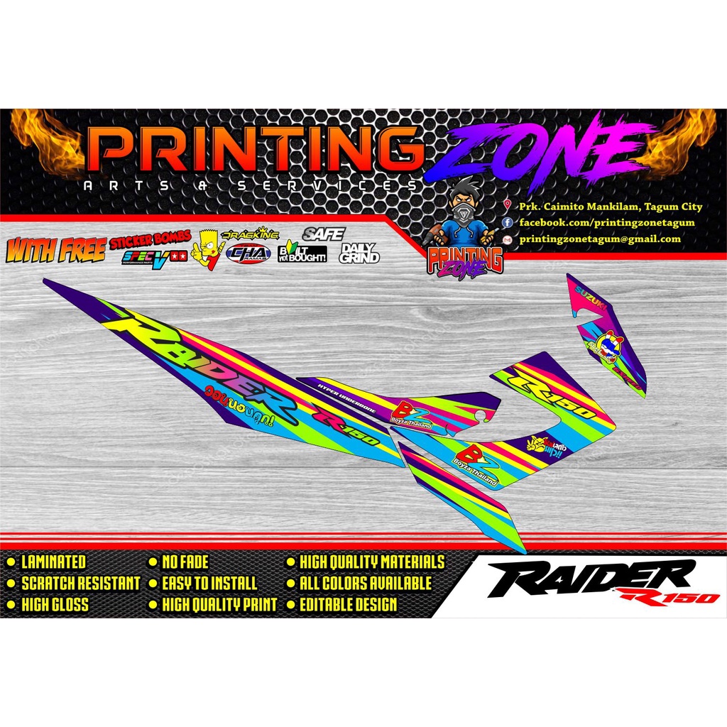 RAIDER R150 Reborn carb Stock JRP & THAI Sticker Decals Durable and ...