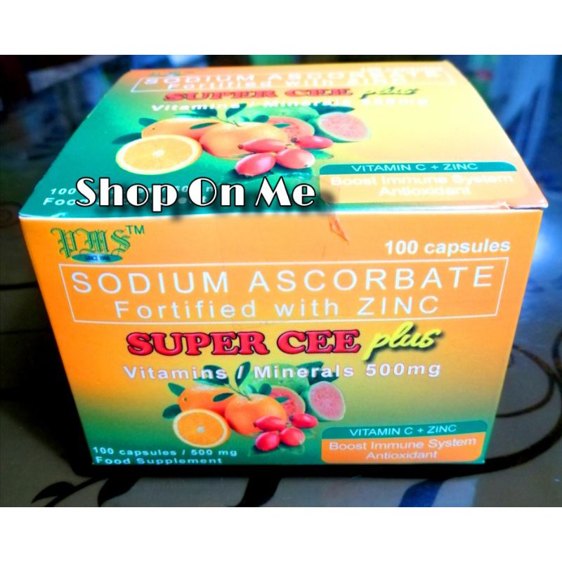 Super Cee Plus / CHARMCEE Sodium Ascorbate with Zinc 500mg 100 capsule ...