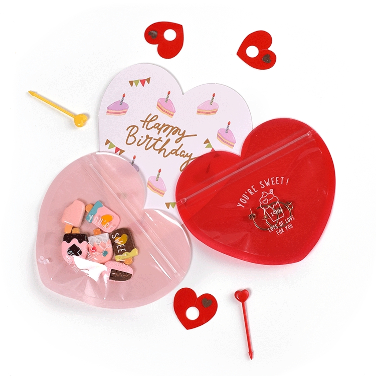 Lovely Heart-shaped Creative Baking Cookies Candy Ziplock Bag Door Gift ...