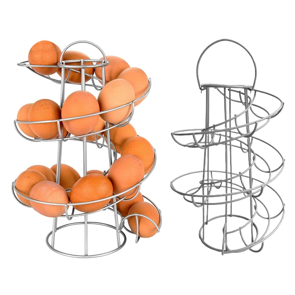 Modern Iron Spiral Egg Storage Roller Rack Keeper Space Saver 24 Eggs ...