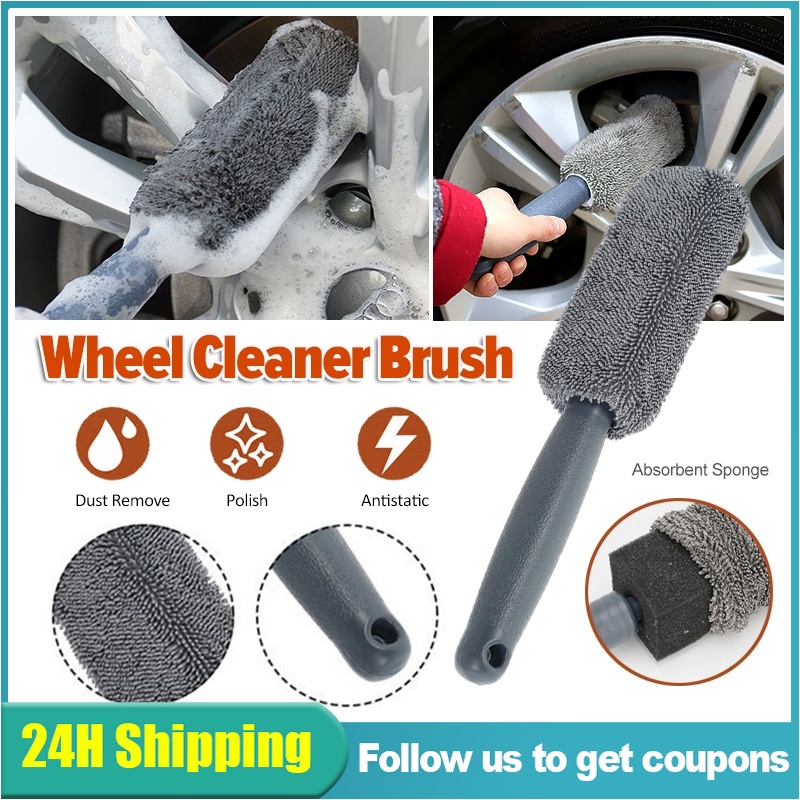 Car Wash Portable Microfiber Wheel Tire Rim Brush Car Wheel Wash Tools ...