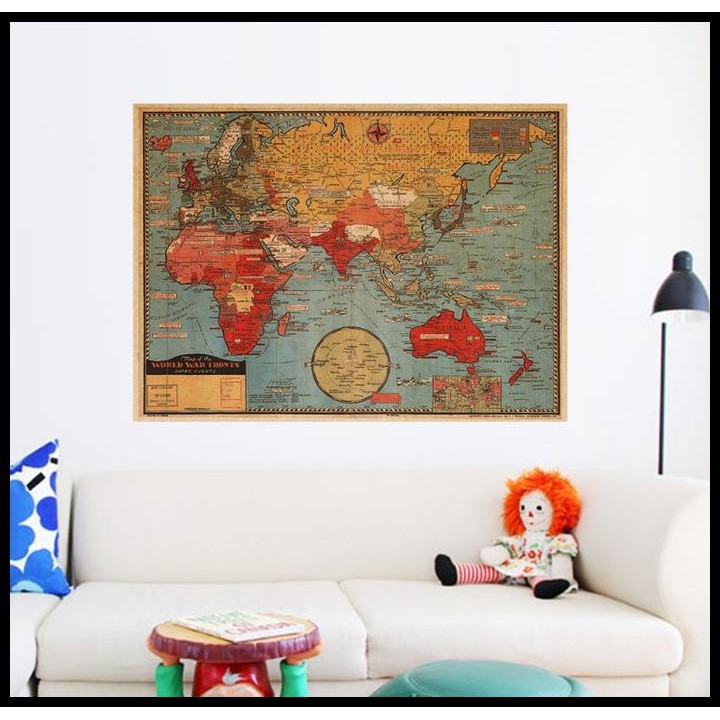 Poster Carton Map History World War II MOTIF RETRO / Classic | Shopee ...