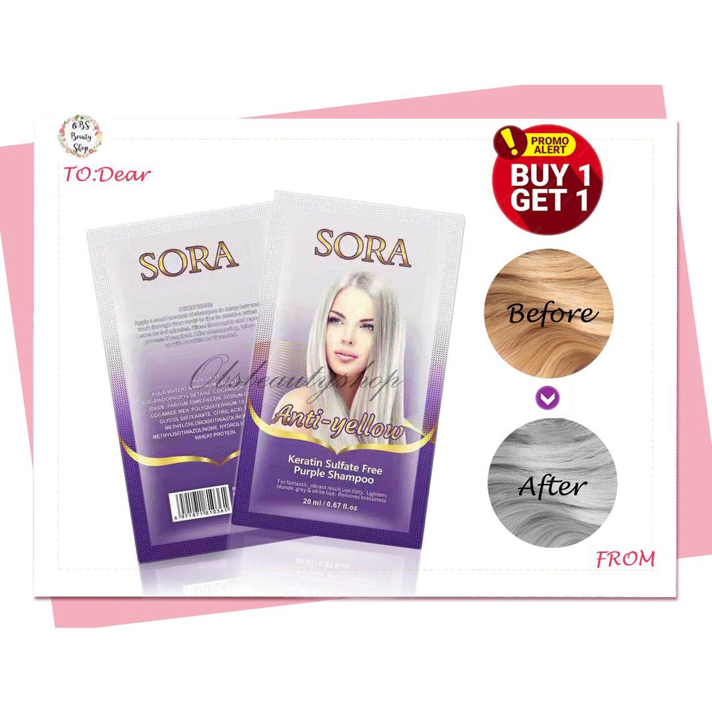 【BUY ONE TAKE ONE！】Sora Anti Yellow Keratin Sulfate Free Purple Shampoo ...