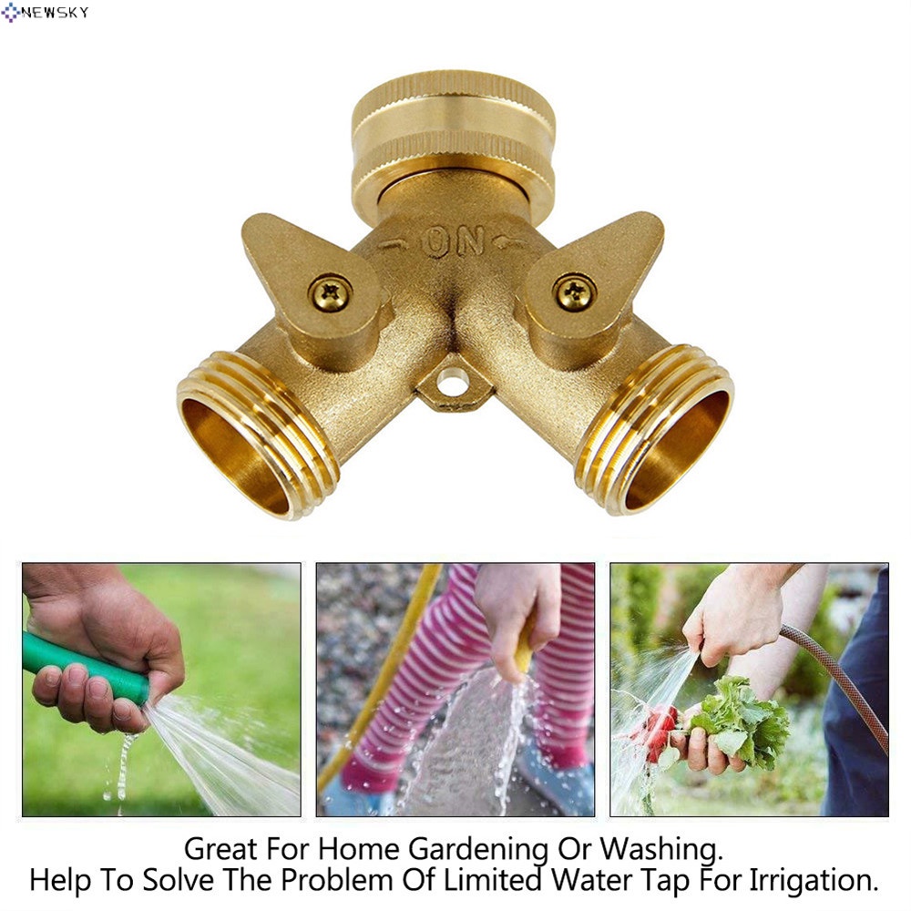 Heavy Duty Brass 2 Way Garden Tap Splitter Y Hose 3 4 Inch Connect ...