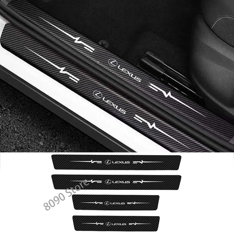 4pcs/set Modified Carbon Fiber Car Threshold Anti-stomping Emblem ...